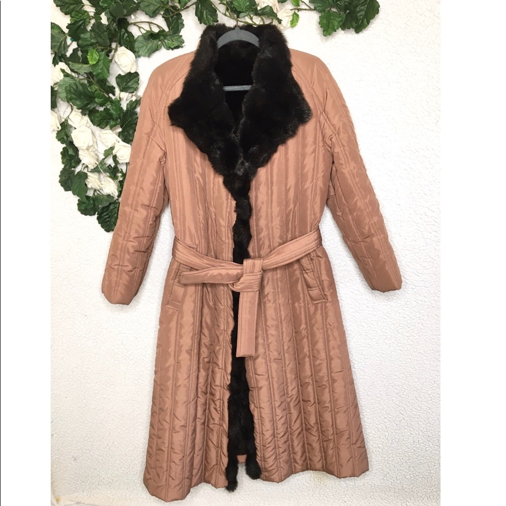 Smug - Vintage Faux Fur Puffer Trench Long Coat - Gem